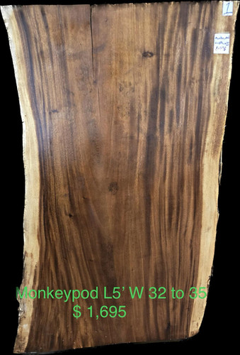 #1 Monkey-pod Slab L5' W32 - 35" $1,695 | San Diego Rustic