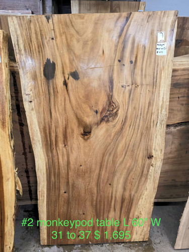#2 Monkey-pod Table Slab L60" W31" - 37" $1,695 | San Diego Rustic