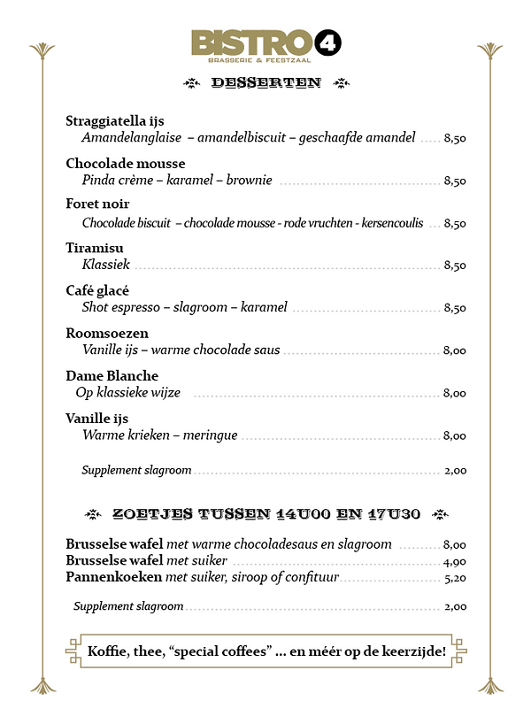MENU | Wilrijk | Bistro4