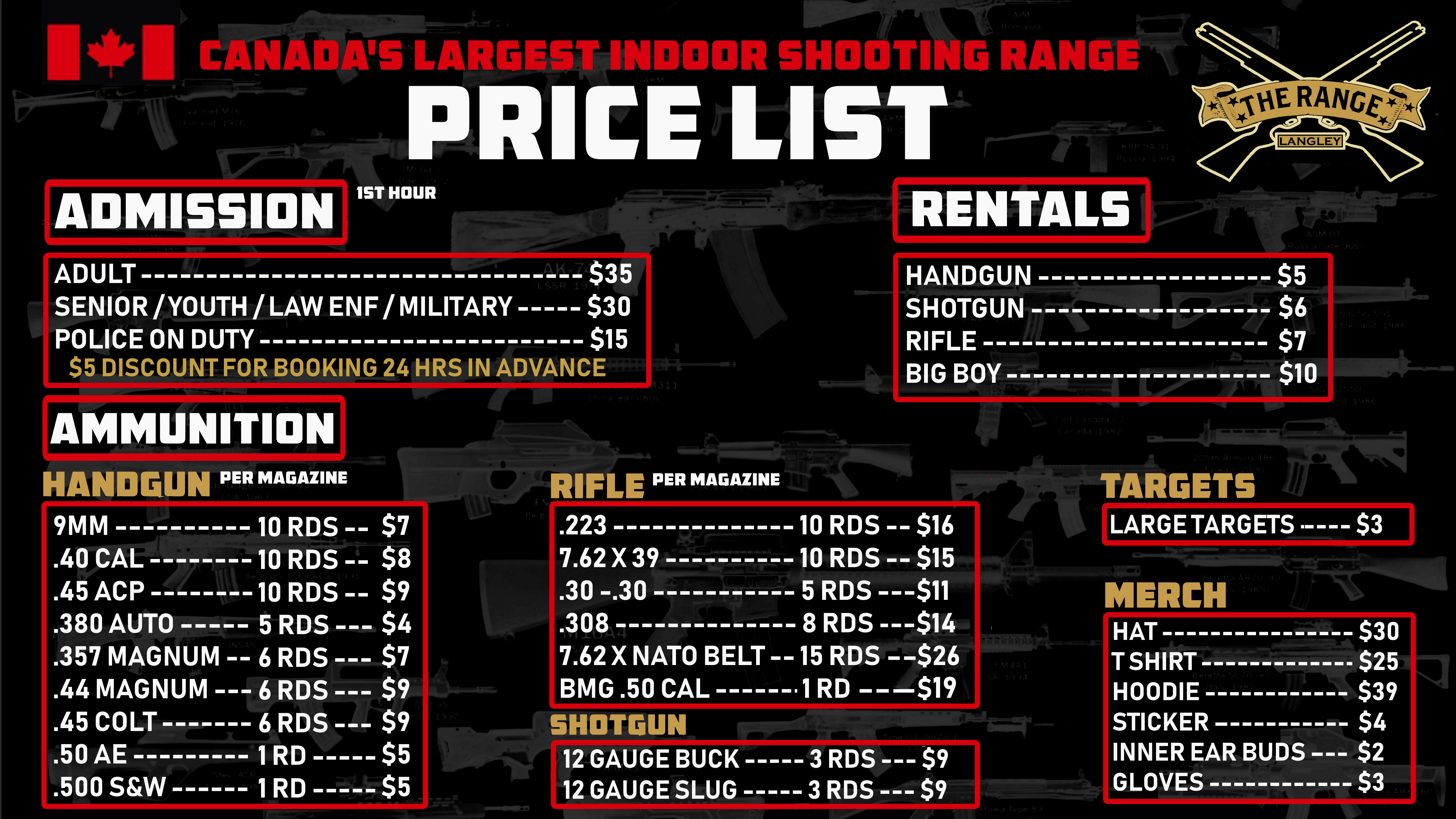 THE RANGE LANGLEY INDOOR SHOOTING PRICING THE RANGE LANGLEY INDOOR SHOOTING PRICING
