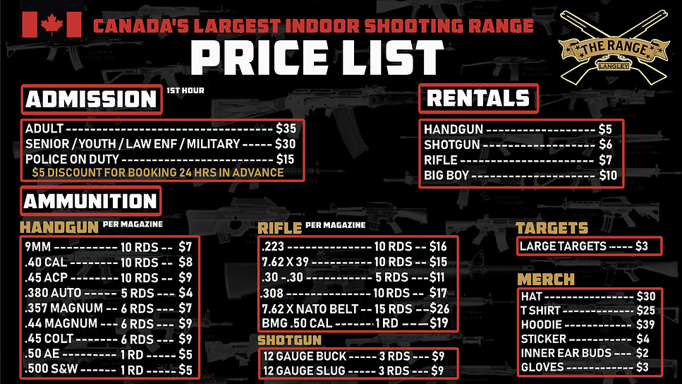 THE RANGE LANGLEY INDOOR SHOOTING PRICING