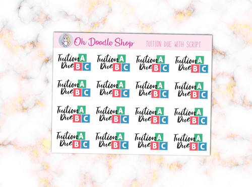 Tuition Due Planner Stickers School Activities | Oh Doodle Shop