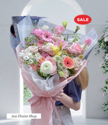 BQT-M-056 KR03 Pastel Bouquet | Jan Florist Flower Shop