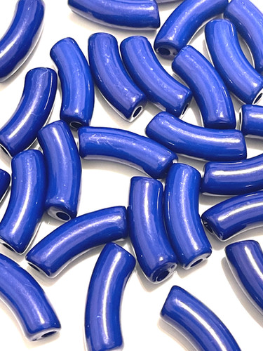 Dark Blue Curved beads set of 10 | Black Girls Bead