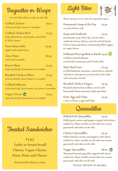 Menu | The Works Cafe