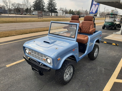 Custom Ford Bronco Lifted Golf Car, Brittany Blue | Central Golf Cars