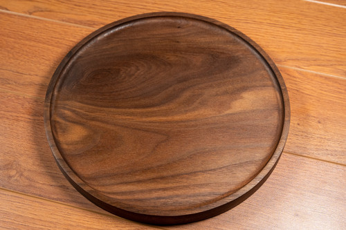 Handmade Black Walnut Shallow Round Tray | Mauka Woodworking