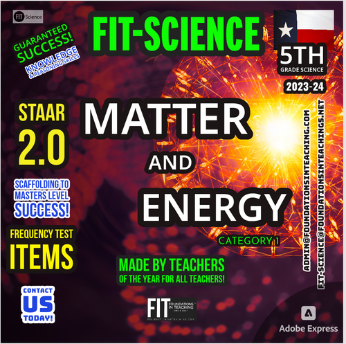 5th Grade Science ALL TEKS Cat 1 Matter & Energy Frequency Tested Items ...