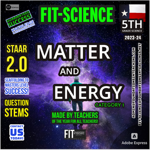 5th Grade Science ALL TEKS Cat 1 STAAR Question Stems 2023-24 | FIT: Ed ...
