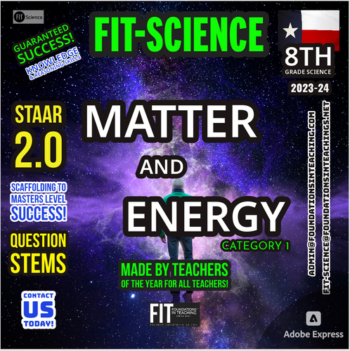 8th Grade Science ALL TEKS Cat 1 Matter & Energy Question Stems | FIT ...