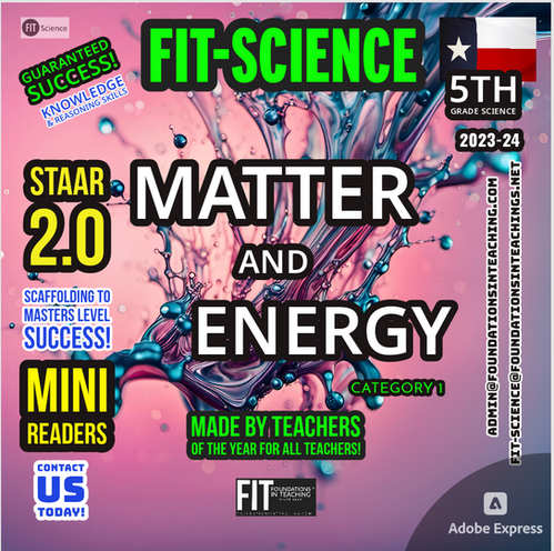 5th Grade Science ALL TEKS Cat 1 Matter & Energy Mini-Readers | FIT: Ed ...