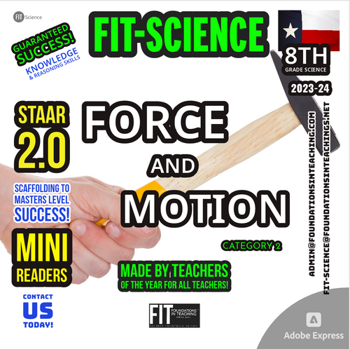 8th Grade Science ALL TEKS Cat 2 Force & Motion Mini-Readers | FIT: Ed ...