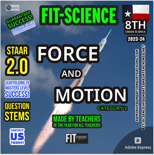 8th Grade Science ALL TEKS Cat 2 Force & Motion Question Stems | FIT: Ed Consultants