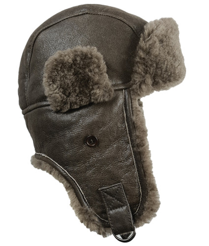 Caciula aviator maro din blana naturala | ZXS Shop