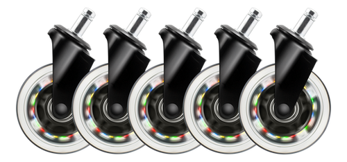 Rainbow LED Casters for Gaming Chairs, Motion Powered Rainbow LEDs, 5 ...