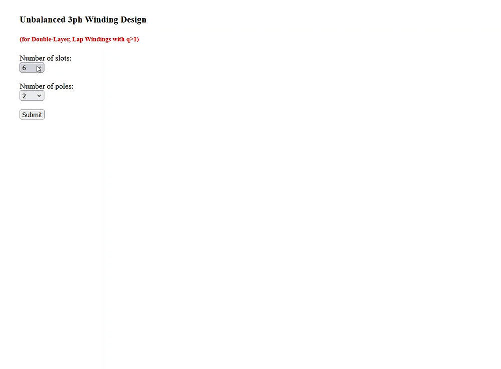 Design of any unbalanced three-phase winding