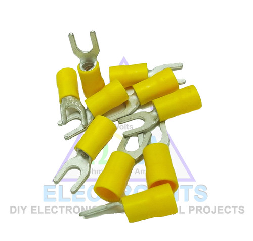 Fork Crimp Plug Yellow- 10pc | Electro Kits