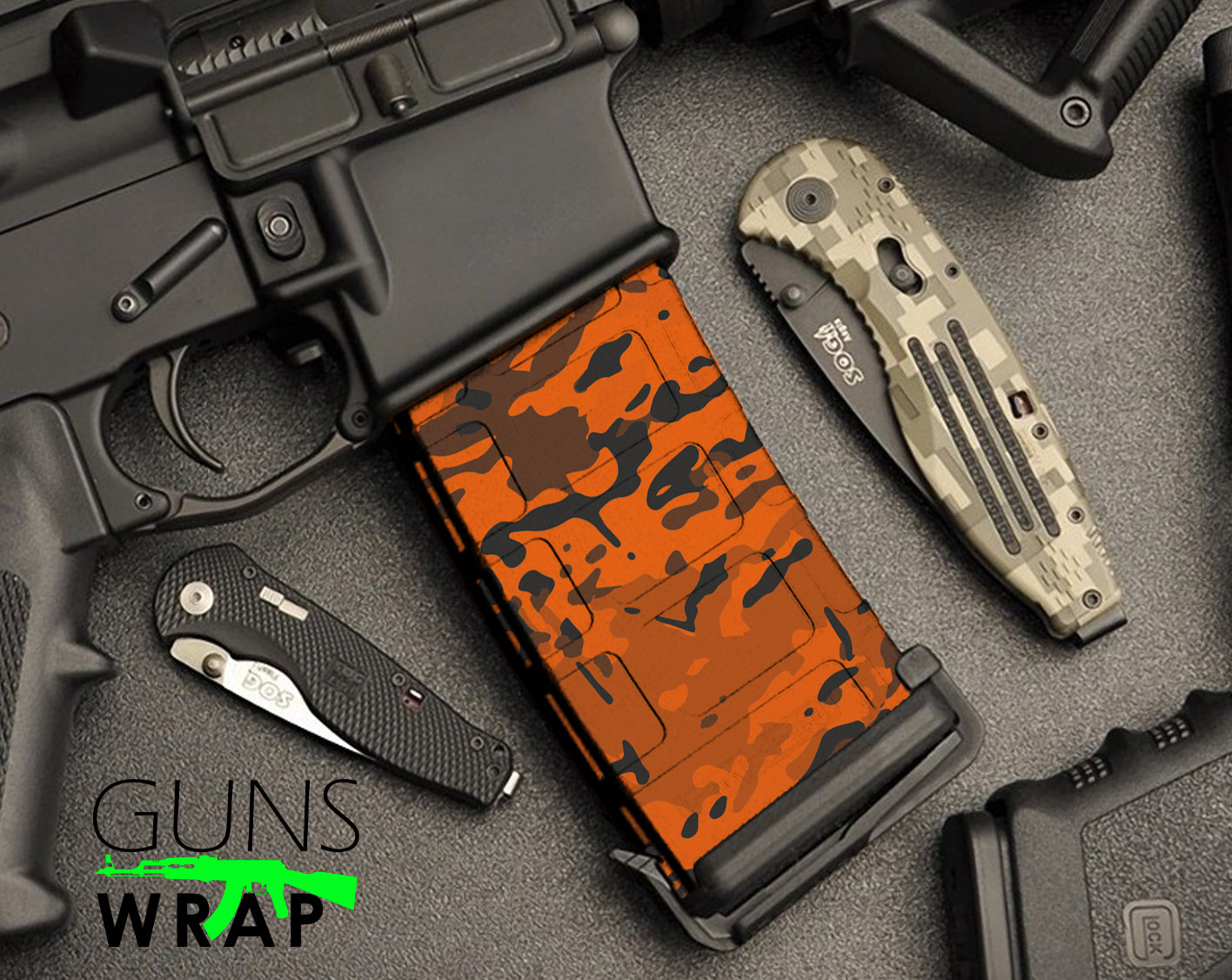 WRAP AR-15/M4 MAG SKIN MILITARYCAMO BLAZE | gunswrap
