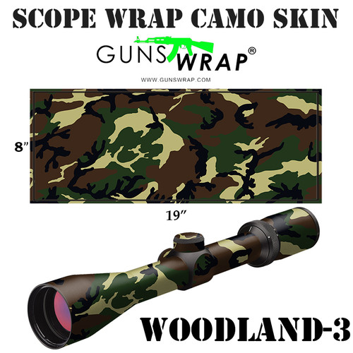 WOODLAND-3 Scope Wrap GunsWrap Camo Skin | GunsWrap