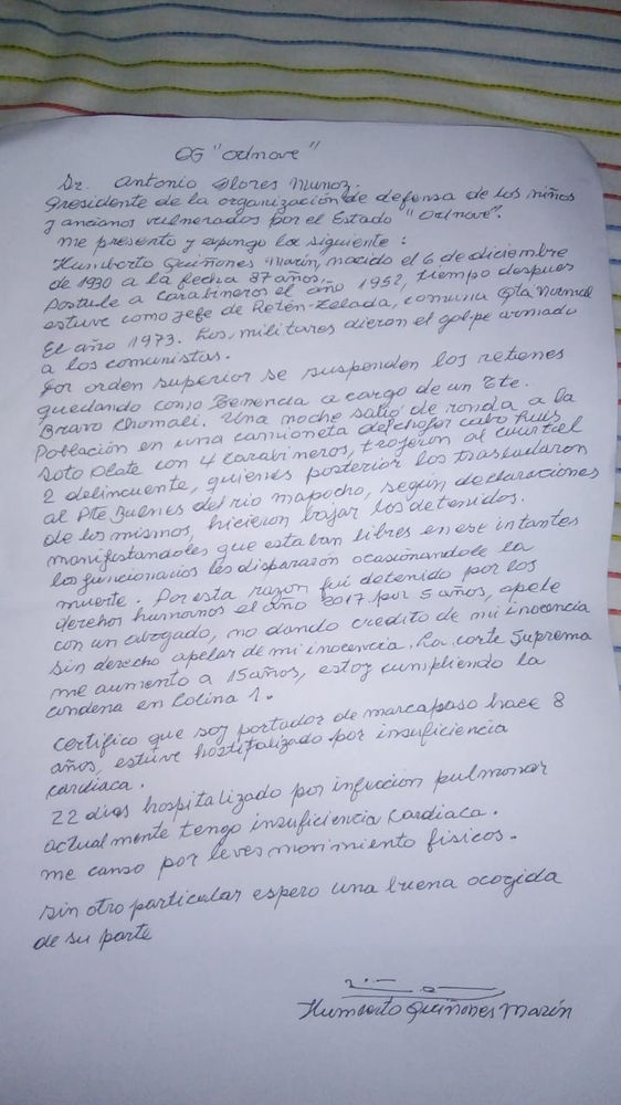 Carta póstuma de Humberto Quiñones