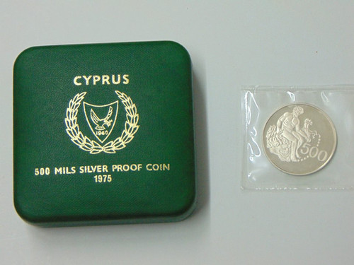 500 mils 1975 Central Bank of Cyprus proof Coins | Lampousa Collection
