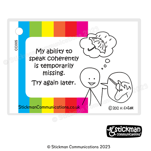 Speak coherently card | Stickman Comms