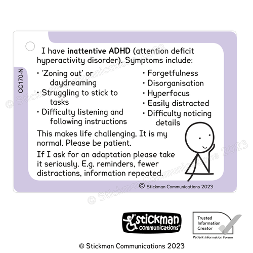 Inattentive ADHD card | Stickman Comms