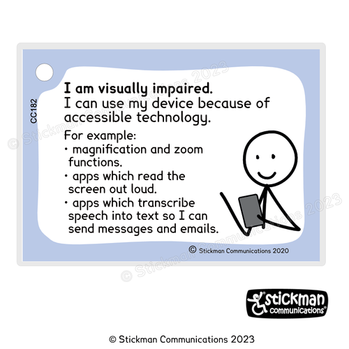 VI accessible tech card | Stickman Comms