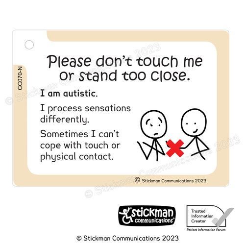 Autism Don't Touch Me card | Stickman Comms