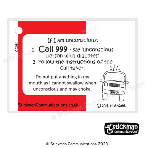 Unconscious diabeteic card | Stickman Comms