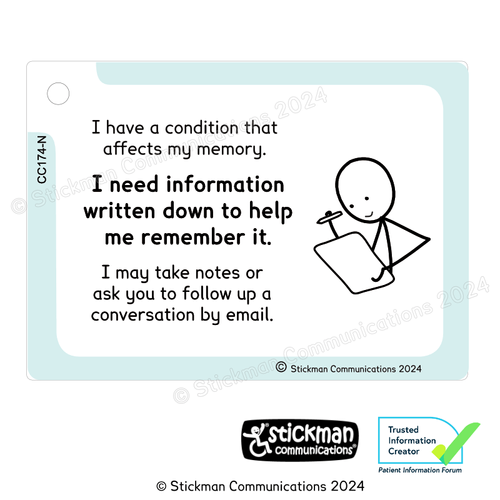Memory problems card | Stickman Comms