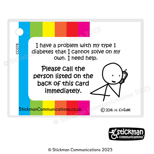 Type 1 Diabetes Need Help card | Stickman Comms