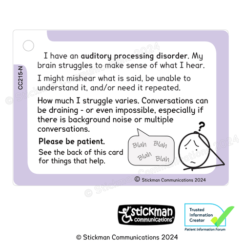 Auditory processing card | Stickman Comms