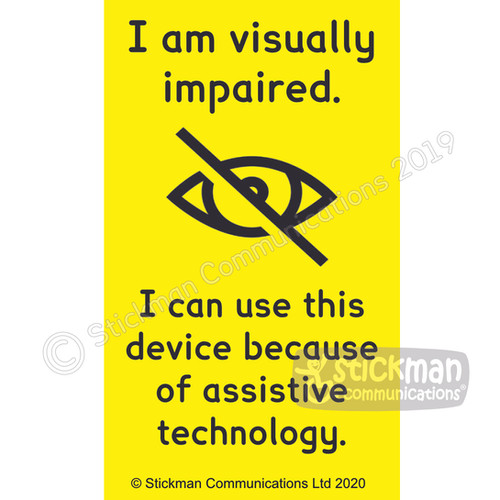 Visually Impaired accessible tech sticker | Stickman Comms