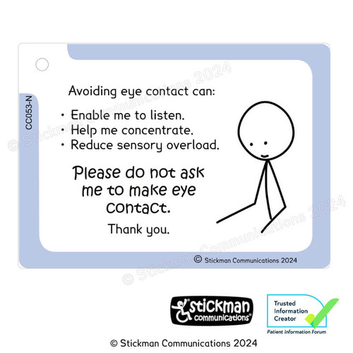 No Eye Contact card | Stickman Comms