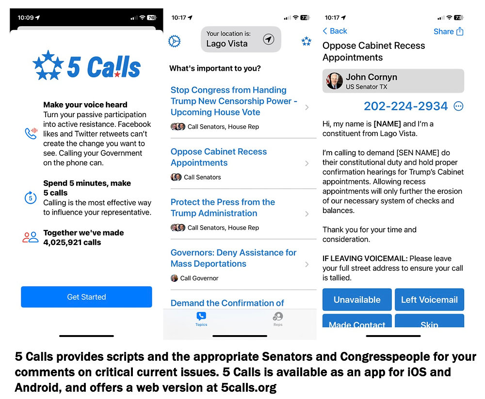 Fired up on issues? Call your Congresspersons using the 5 Calls app