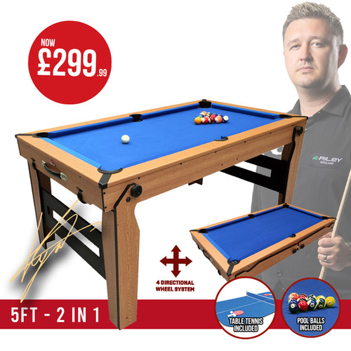 BCE 5Ft 2 in 1 Lay Flat Folding Pool/Table Tennis Table | Riley Leisure
