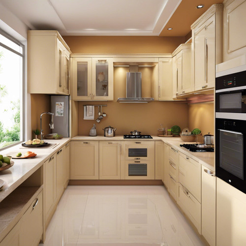 Modern Irish Cream Modular Kitchen Design | Dee Modular