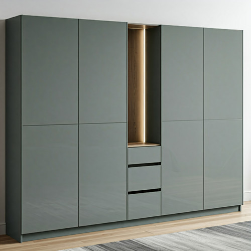 Modern 4-Door Wardrobe Design with Integrated Dresser and Functional ...