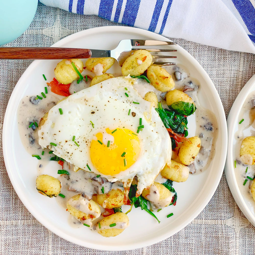 Breakfast Gnocchi with Mushroom Gravy