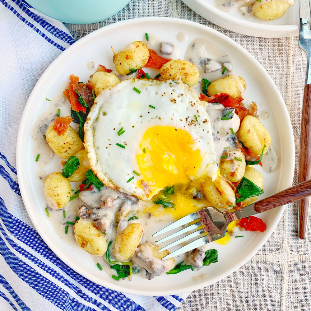 Breakfast Gnocchi with Mushroom Gravy