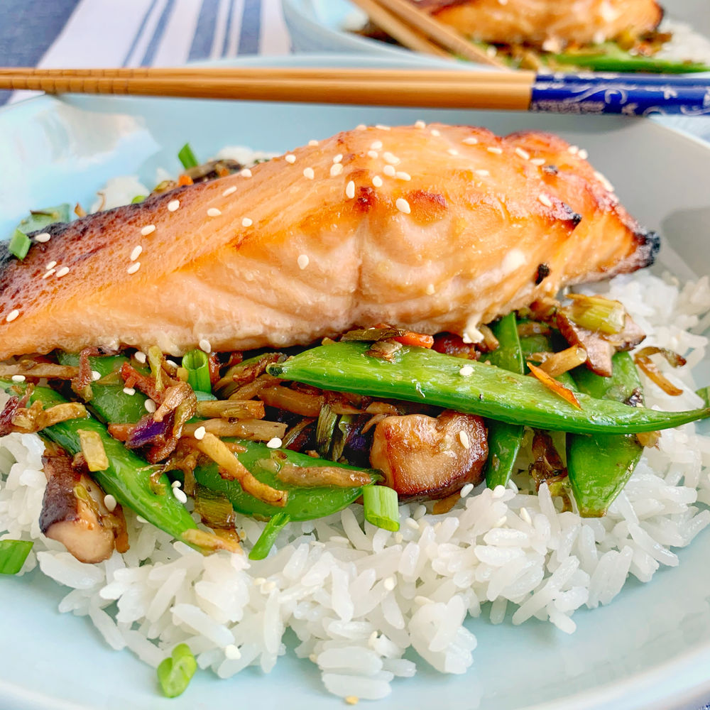 Miso Glazed Salmon with Coconut Rice
