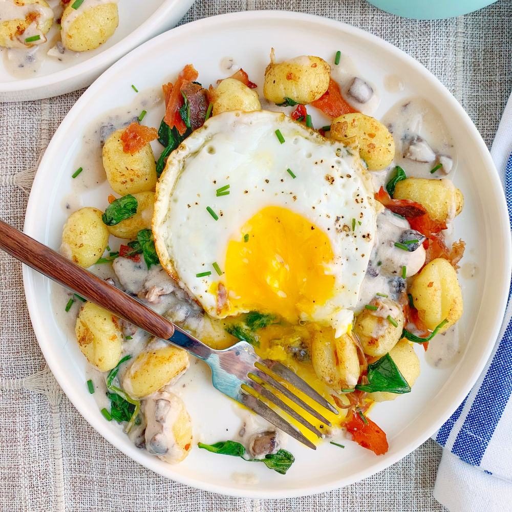Breakfast Gnocchi with Mushroom Gravy