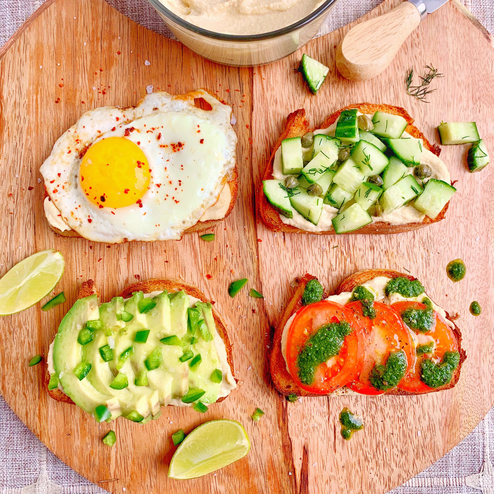 Hummus Toast 4 Ways