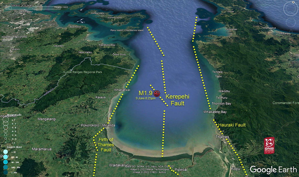 M1.9 earthquake under the Firth of Thames