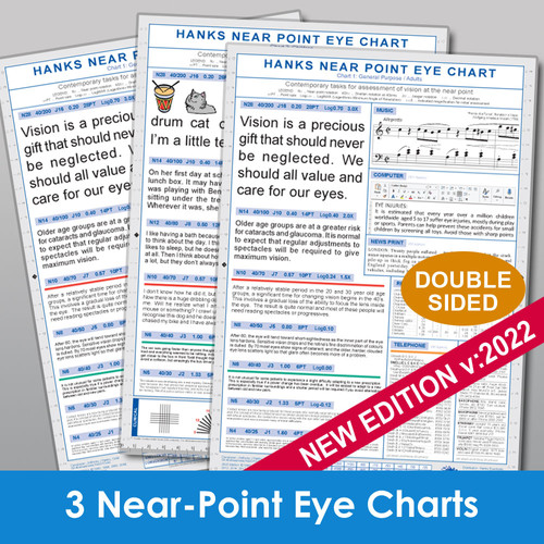 Hanks Near Eye Charts (Set of 3 charts) - Orders | Hanks Eye Charts