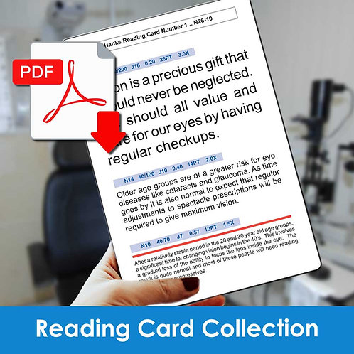 Reading Card Collection for Assessing Near Vision - Orders | Hanks Eye ...