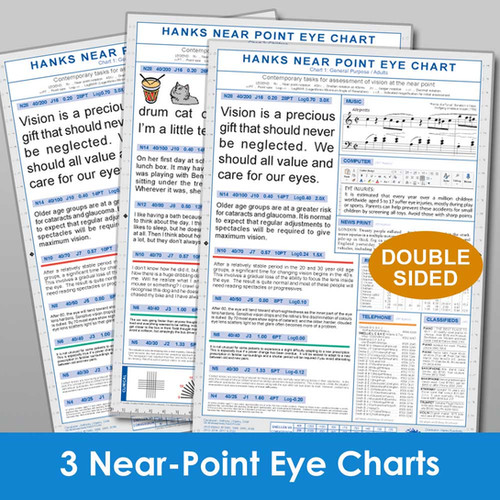 Hanks Near Eye Charts (Set of 3 charts) - Orders | Hanks Eye Charts
