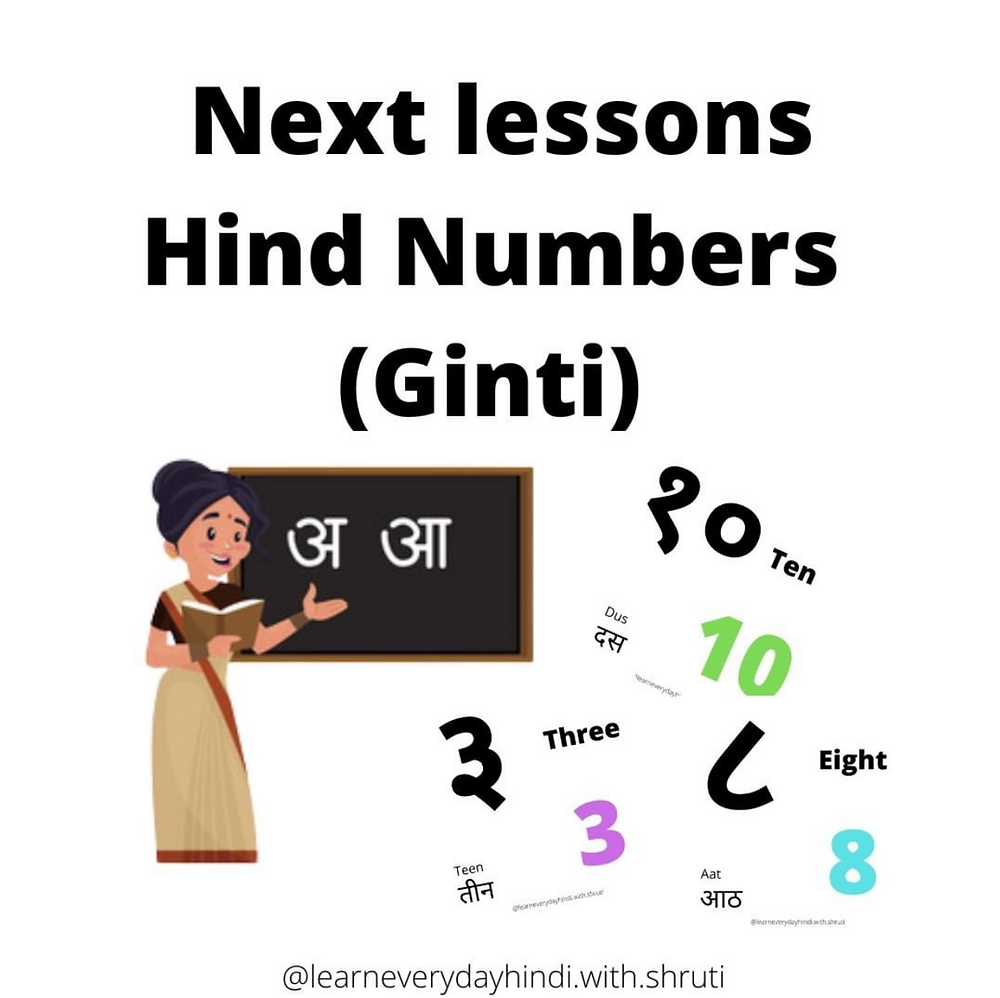 Hindi Numbers (Ginti) गिनती Counting from 1 to 10