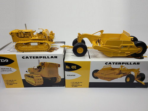 Caterpillar D9 Series E Tractor with 491 Pull-Type Scraper | DiecastMatt